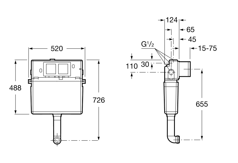 Cisterna empotrada de doble descarga BASIC TANK IN-WALL - ROCA