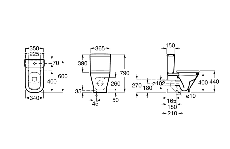 Inodoro compacto adosado con salida dual THE GAP - ROCA