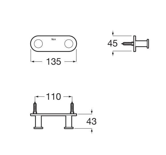 Percha doble ROUND HOTELS - ROCA Color: Negro mate